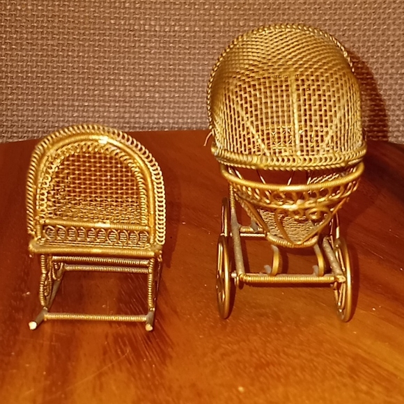 Toys | Wire Rocking Chair And Carriage House Doll Furniture Toy Cake ...